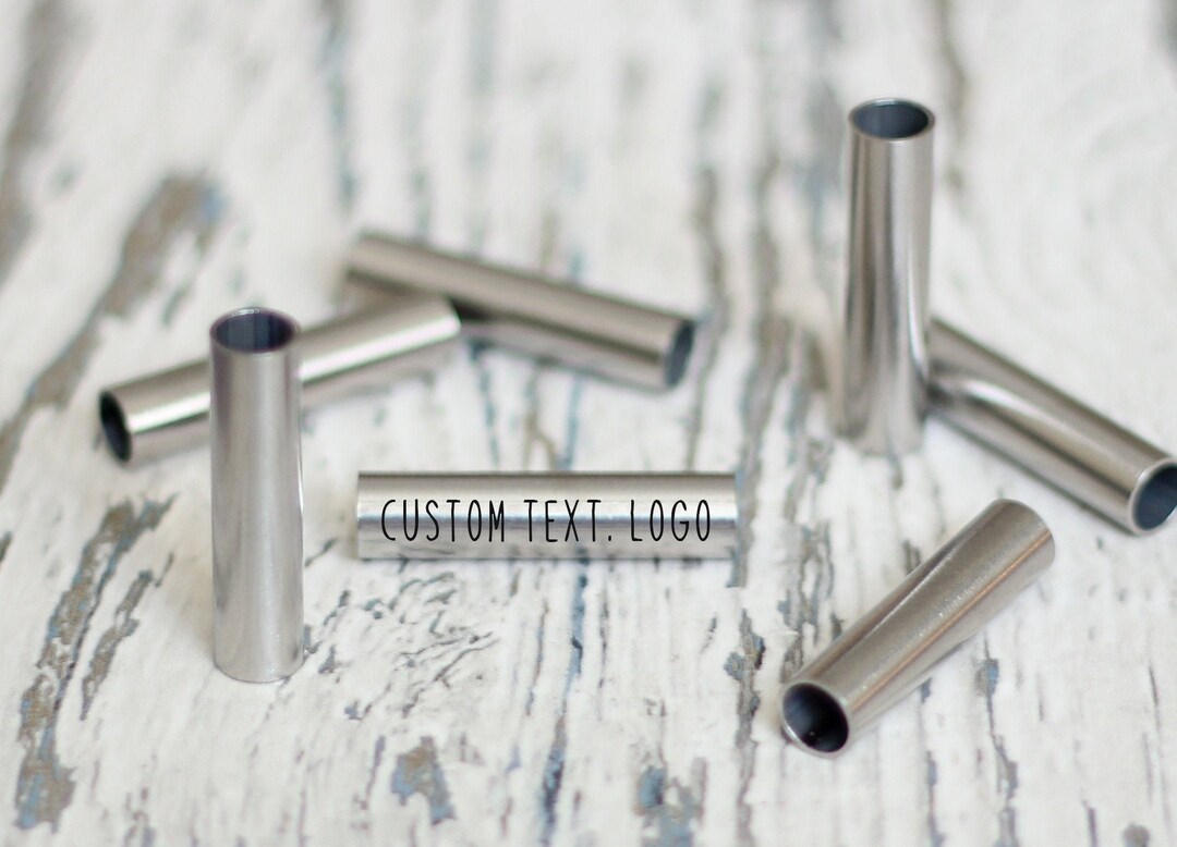 Personalized Tube Beads. Custom Long Connectors. Logo Bulk Engravable ...