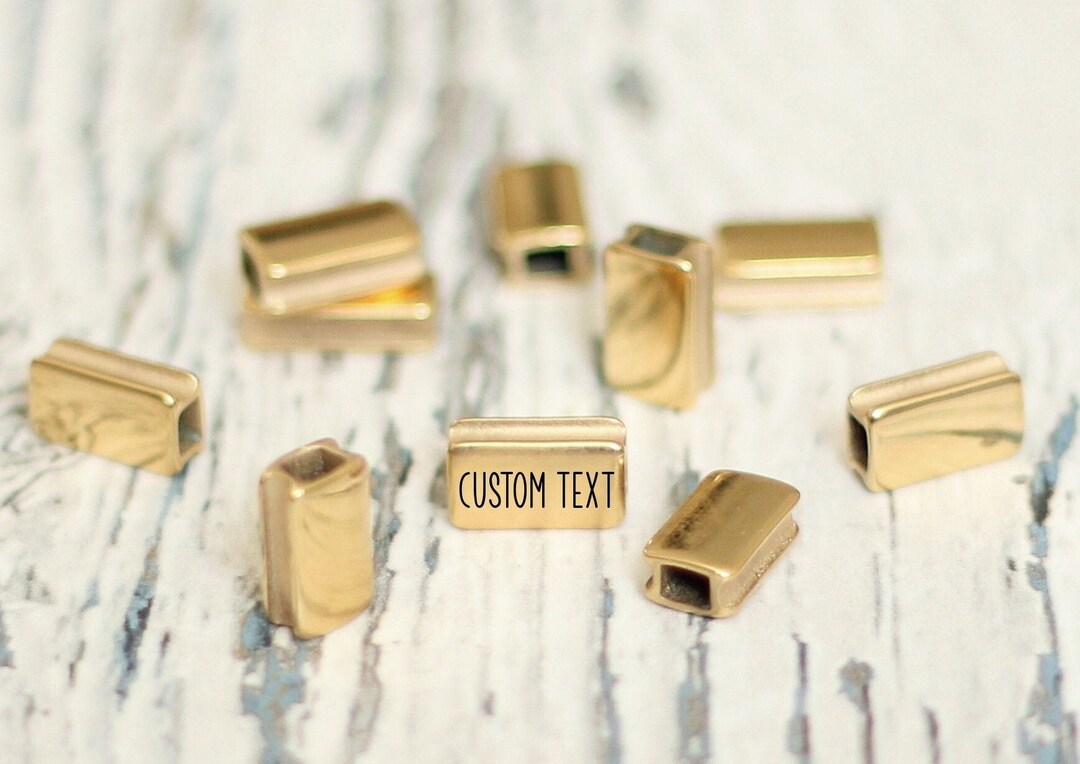 Custom Bead for Bracelets. Golden Charms Metal Engraved Spacers ...