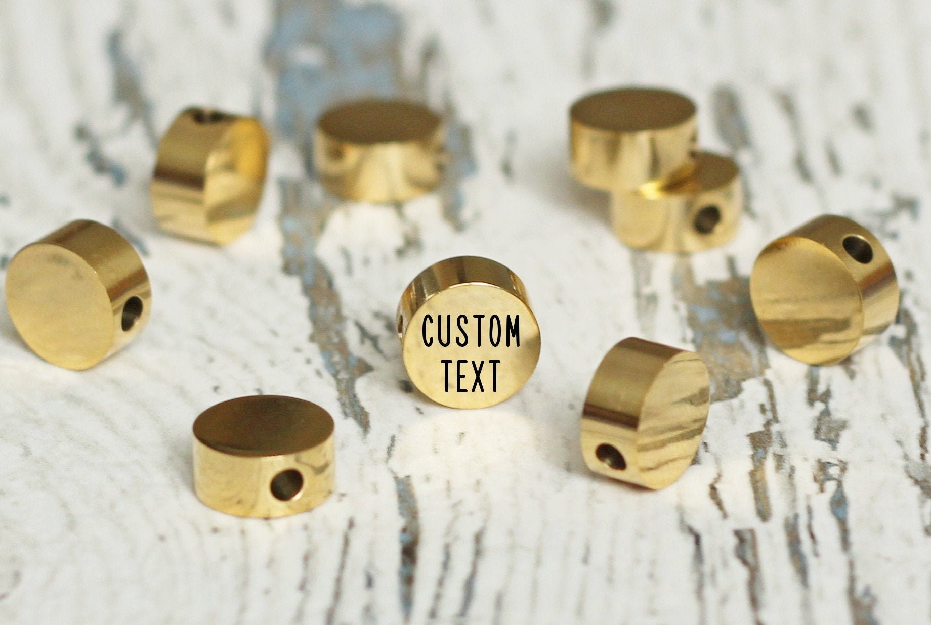 Engraved Logo Beads. Flat Round Custom. Metal Spacers - Etsy