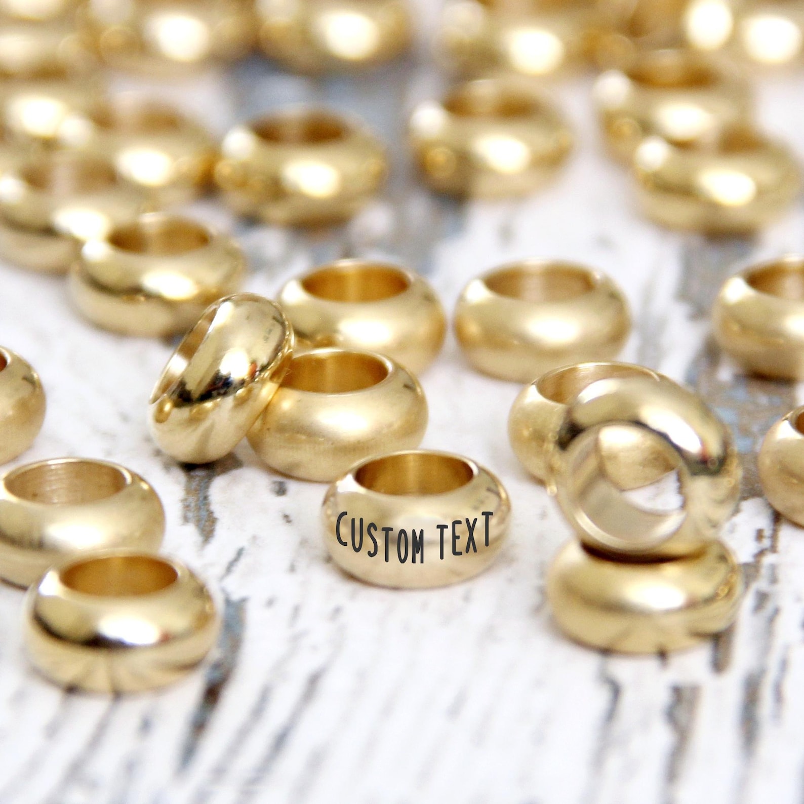 Custom Spacers Gold Beads Engraved. Personalized Column Name Wholesale ...