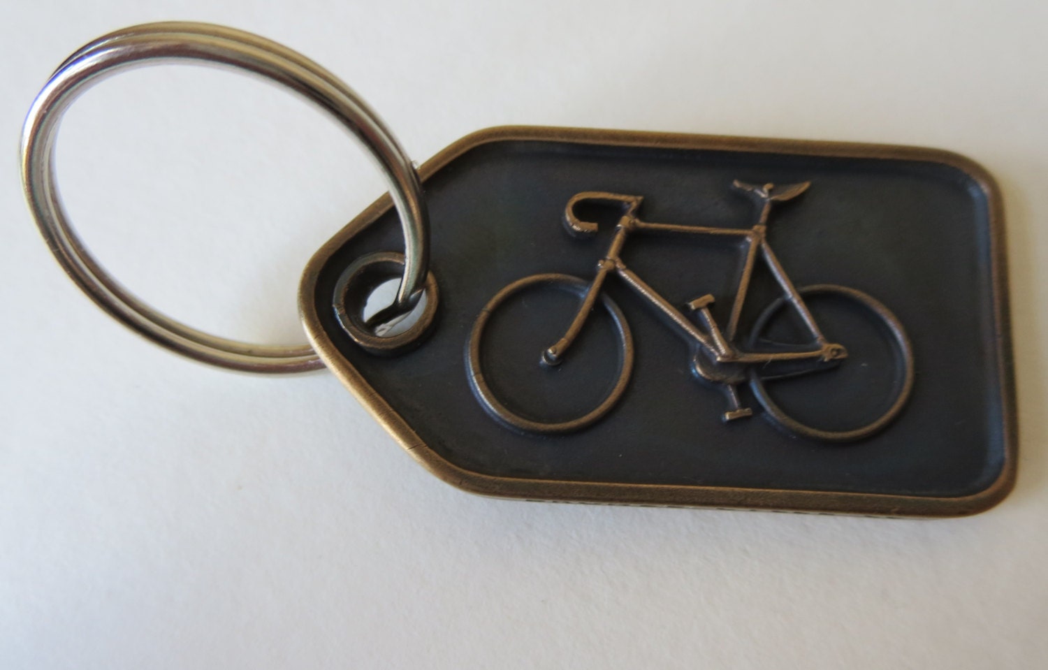 Solid Bronze Bicycle Design Keyring tag Shape Gift for Cyclist - Etsy