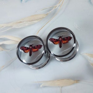 Steel Red Death's Head Moth Ear Plugs/ Gauges for Stretched Ears ...