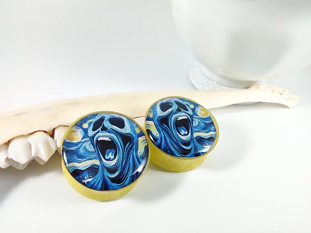 Blue Ghost Scream Ear Plugs/ Gauges for Stretched Ears. Double Flared ...