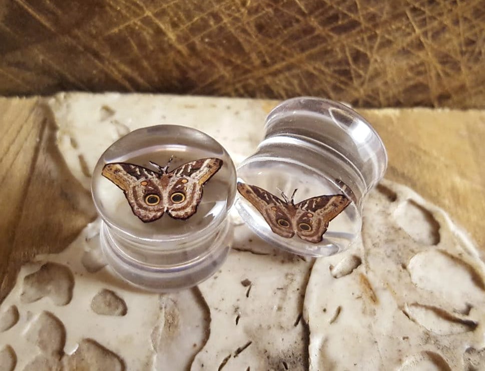 Clear Moth Ear Plugs/ Gauges for Stretched Ears. Double Flared. 1 Pair ...