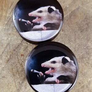 Opossum Smoking a Joint Ear Plugs/ Gauges for Stretched Ears. Double ...