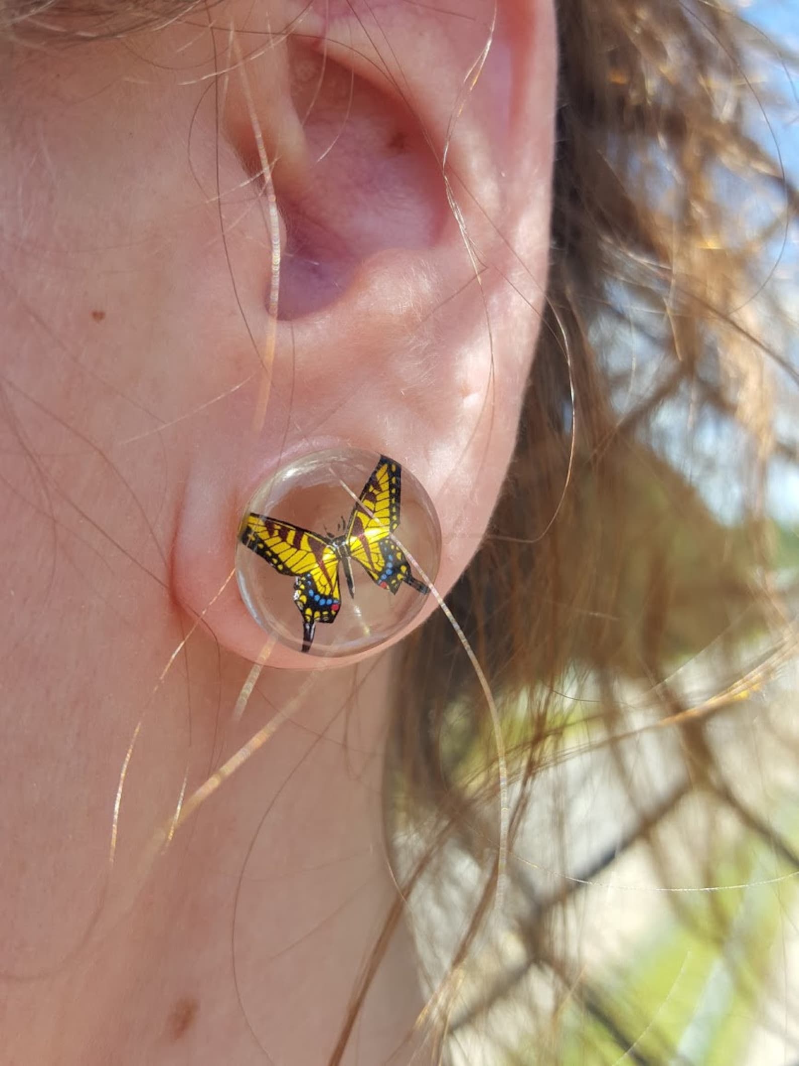 Yellow Beauty Butterfly Ear Plugs/ Gauges for Stretched Ears. - Etsy