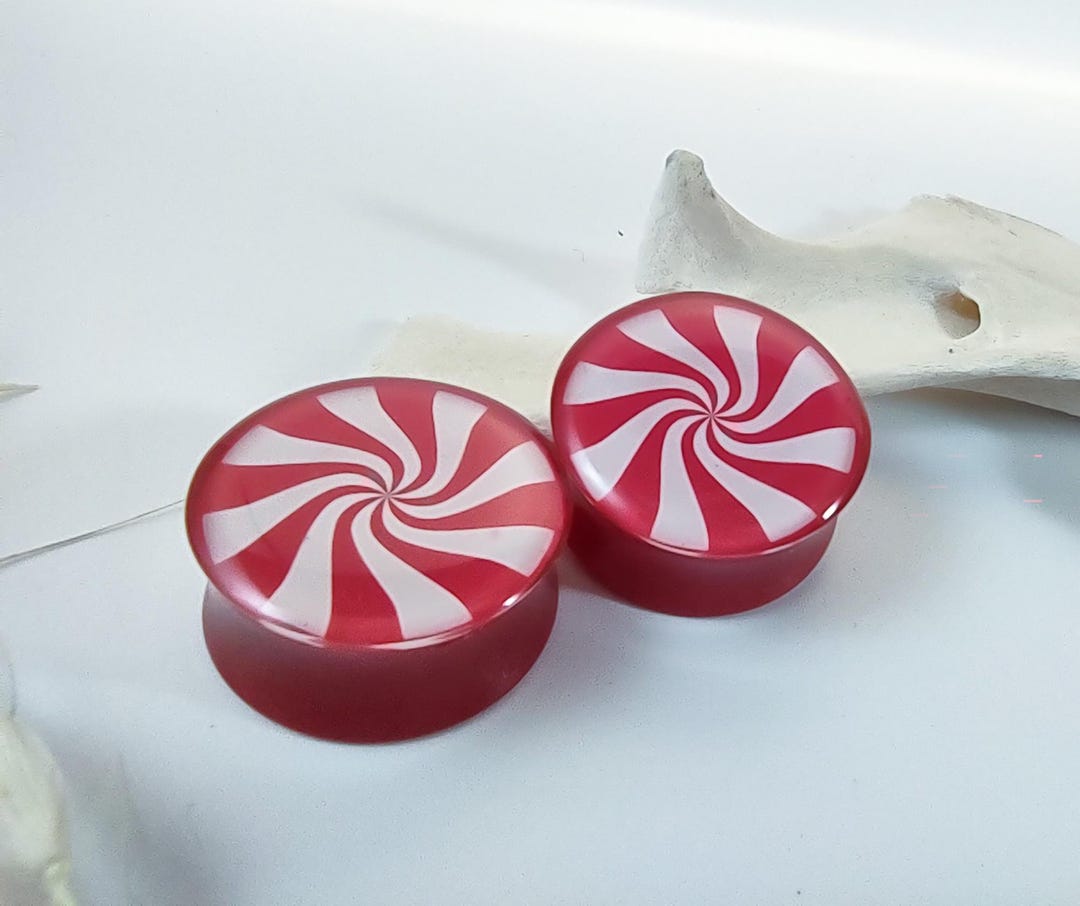 Candy Swirl/ Peppermint Candyman Red and White Christmas Ear Plugs ...