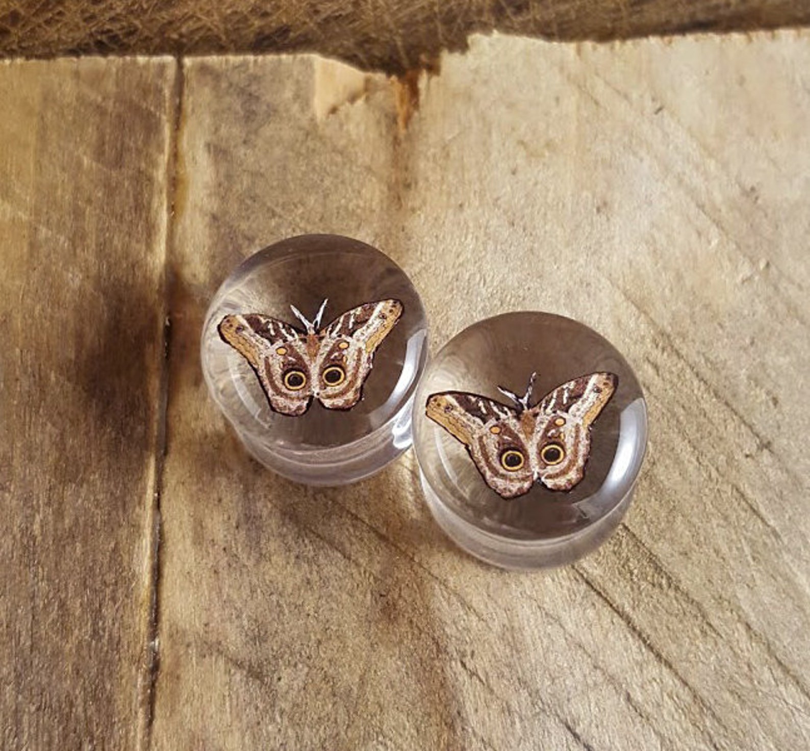Clear Moth Ear Plugs/ Gauges for Stretched Ears. Double Flared. 1 Pair ...