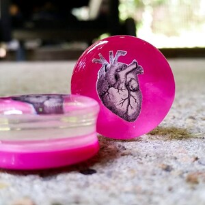 Heart Plugs, Handmade Plugs/ Gauges With Anatomy Heart Design. Double ...