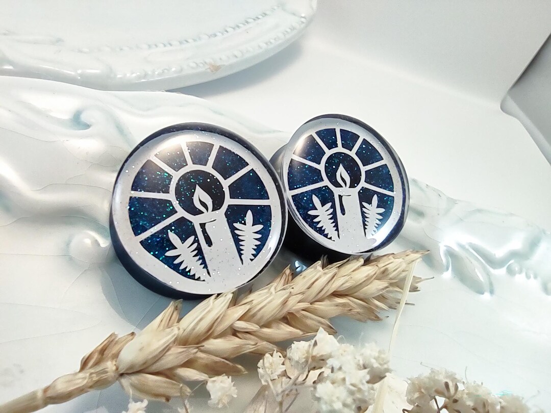 Glitter Snow Globe Christmas Candle Ear Plugs/ Gauges for Stretched ...