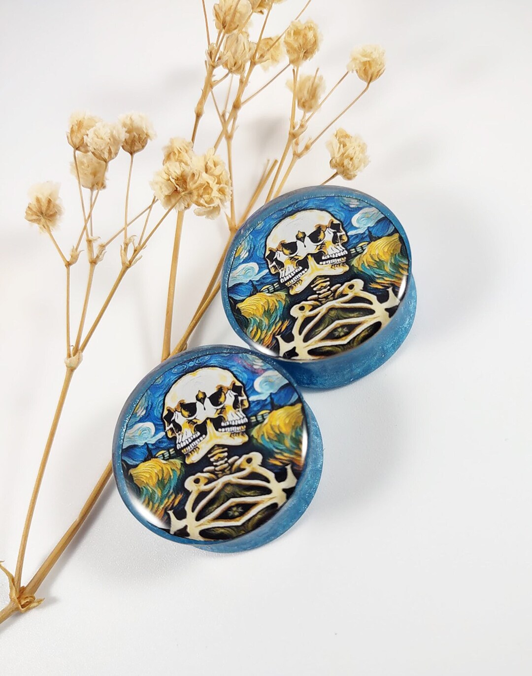 Mirrored Skeleton Ear Plugs/ Gauges for Stretched Ears. Double Flared ...