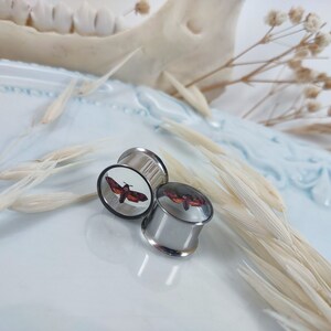 Red Death's Head Moth Ear Plugs/ Gauges for Stretched Ears. Double ...