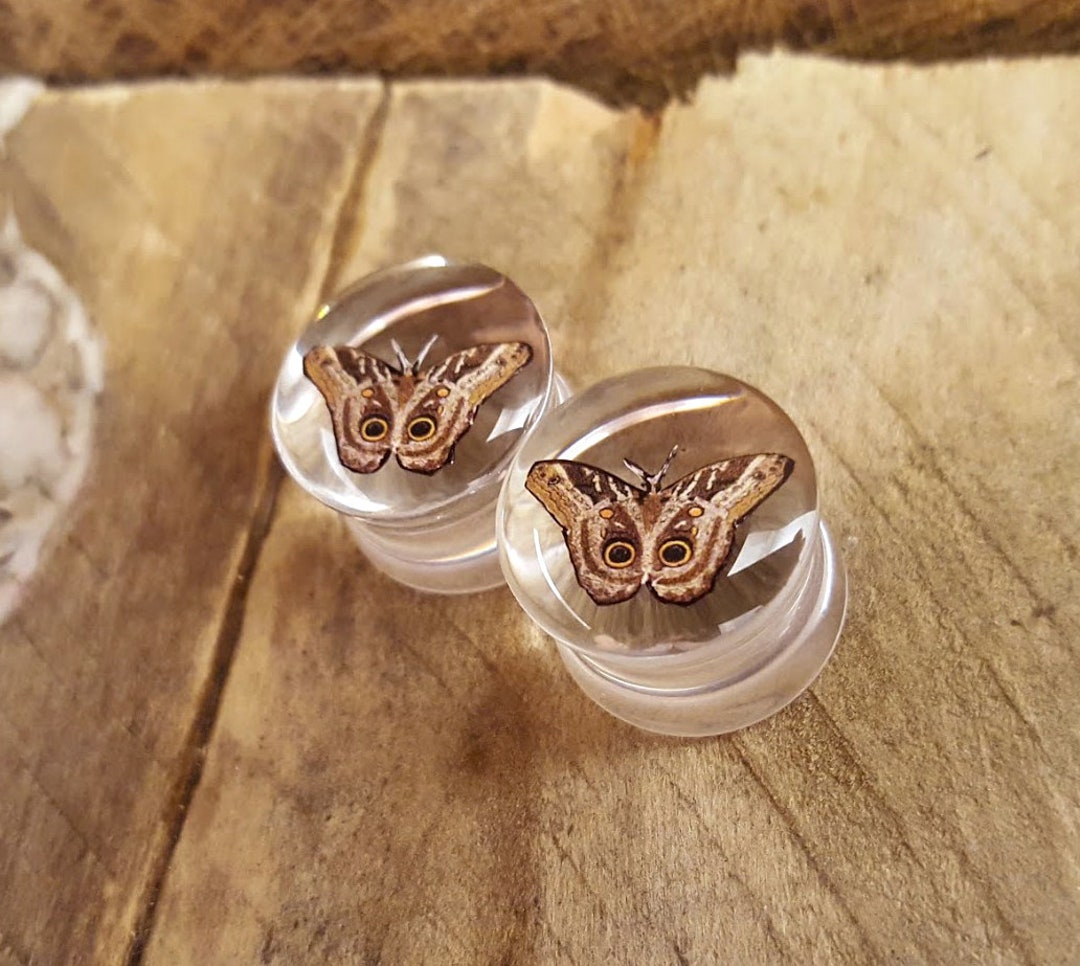 Clear Moth Ear Plugs/ Gauges for Stretched Ears. Double Flared. 1 Pair ...