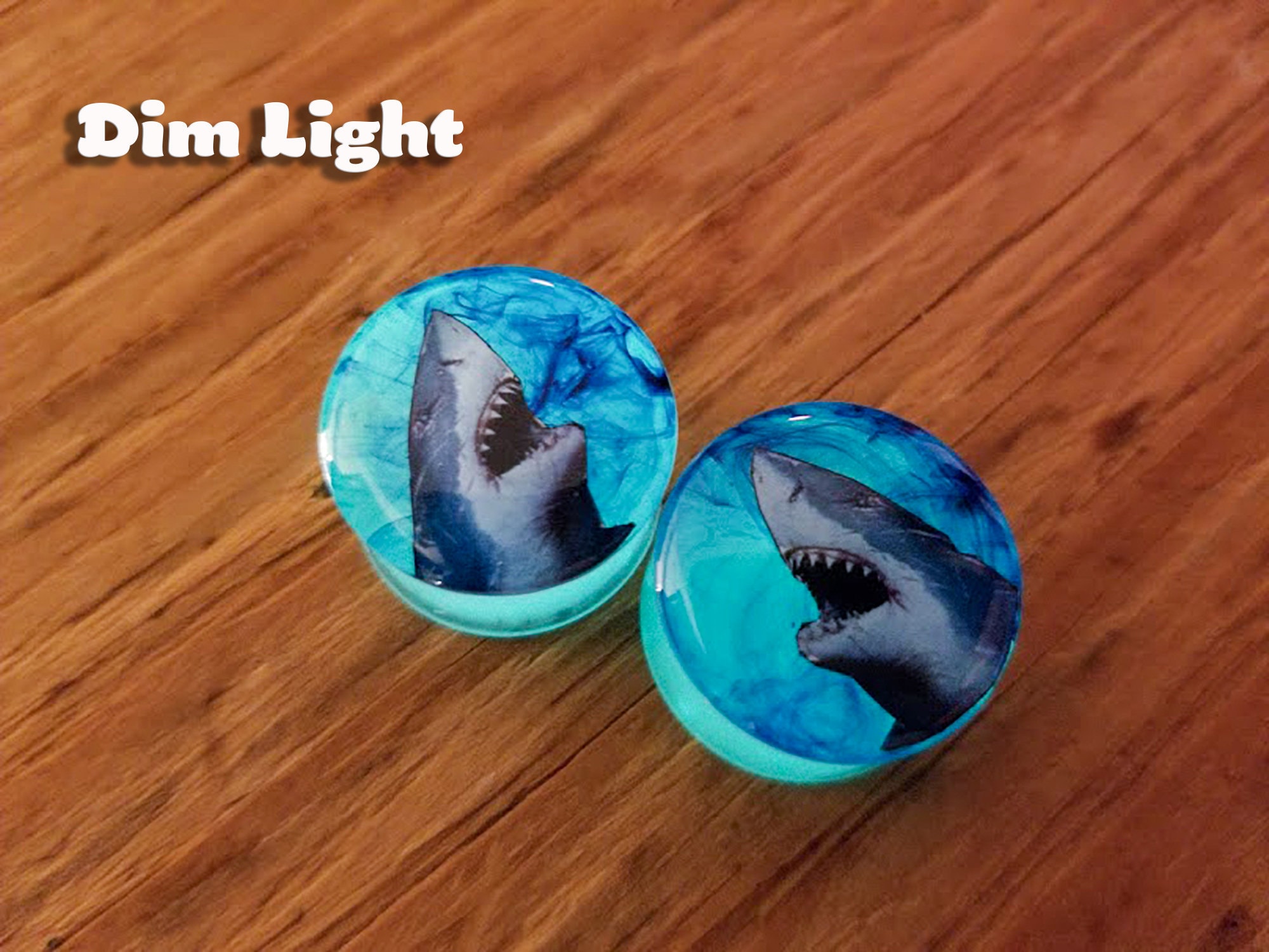 Glow in the Dark/ Day Killer Shark Ear Plugs, Gauges for Stretched Ears ...