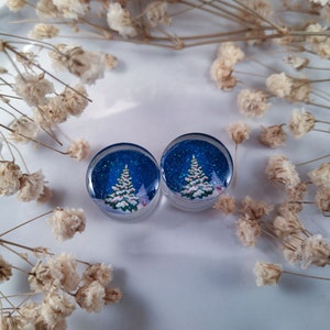 Glitter Snow Globe Christmas Tree Ear Plugs/ Gauges for Stretched Ears ...
