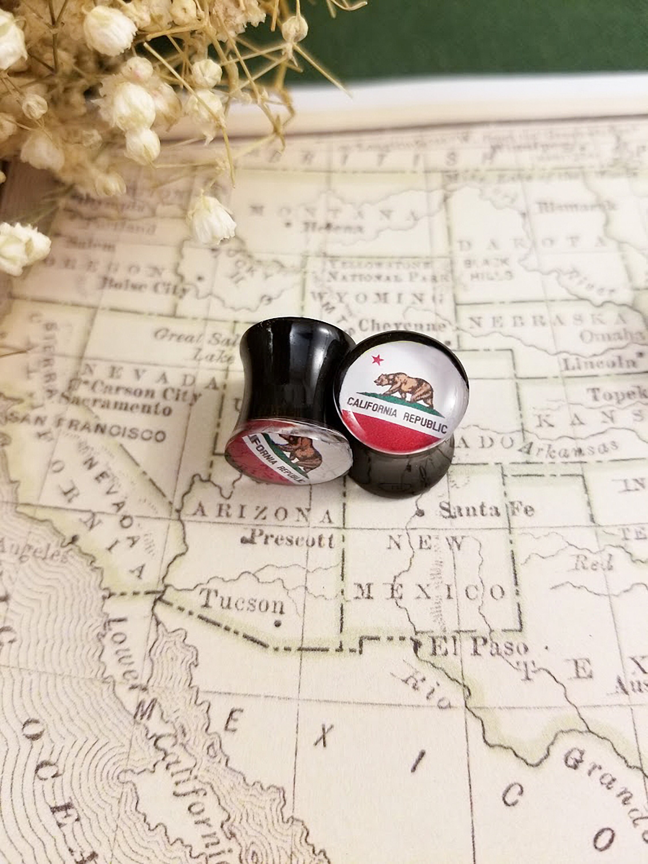 Your State Flag Ear Plugs/ Gauges for Stretched Ears. Double Flared. 1 ...