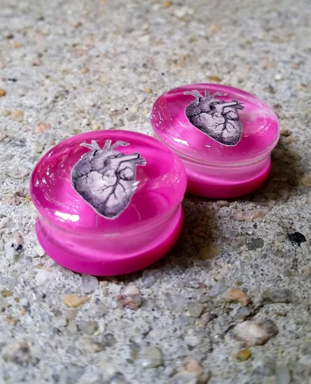 Heart Plugs, Handmade Plugs/ Gauges With Anatomy Heart Design. Double ...