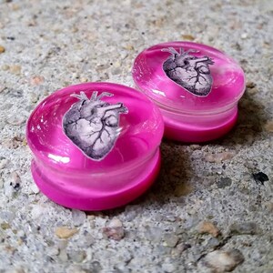Heart Plugs, Handmade Plugs/ Gauges With Anatomy Heart Design. Double ...