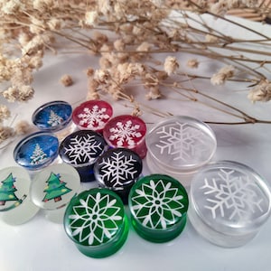 Glitter Snow Globe Christmas Tree Ear Plugs/ Gauges for Stretched Ears ...
