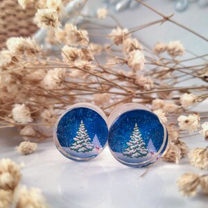 Glitter Snow Globe Christmas Tree Ear Plugs/ Gauges for Stretched Ears ...