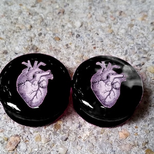 Heart Plugs, Handmade Plugs/ Gauges With Anatomy Heart Design. Double ...