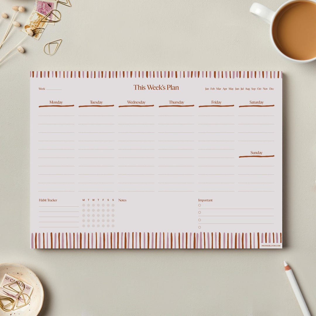 A4 Weekly Planner Desk Pad, Weekly Desk Planner, Weekly Planner Notepad ...