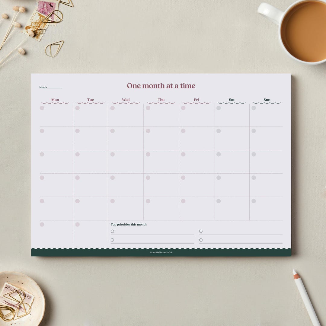 A4 Monthly Planner Desk Pad, Monthly Desk Planner, Monthly Planner ...