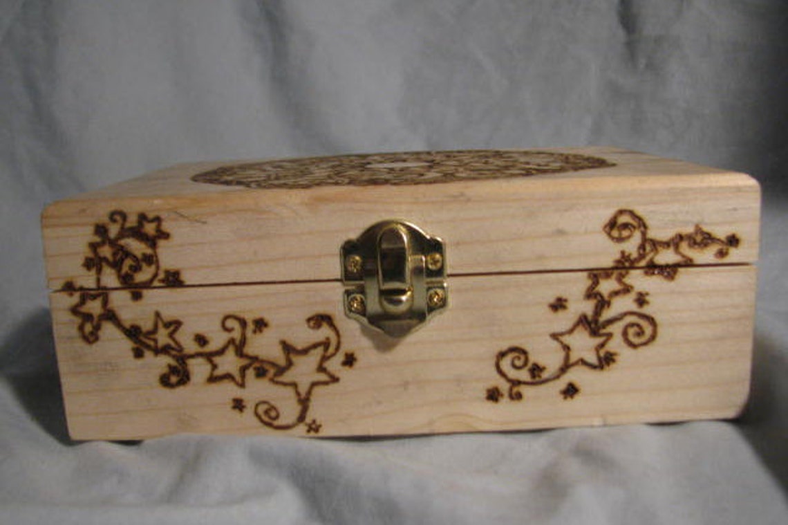 Sun Moon and Stars Box Wood Burning - Etsy