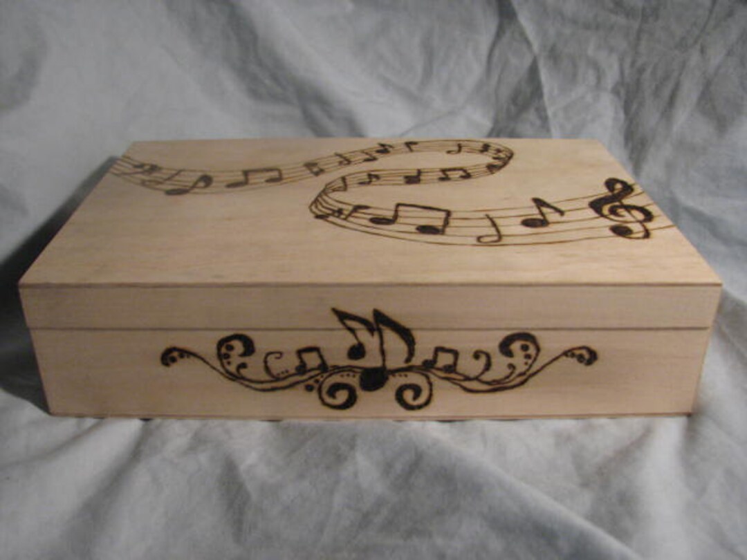 Wooden Musical Design Box Wood Burning - Etsy