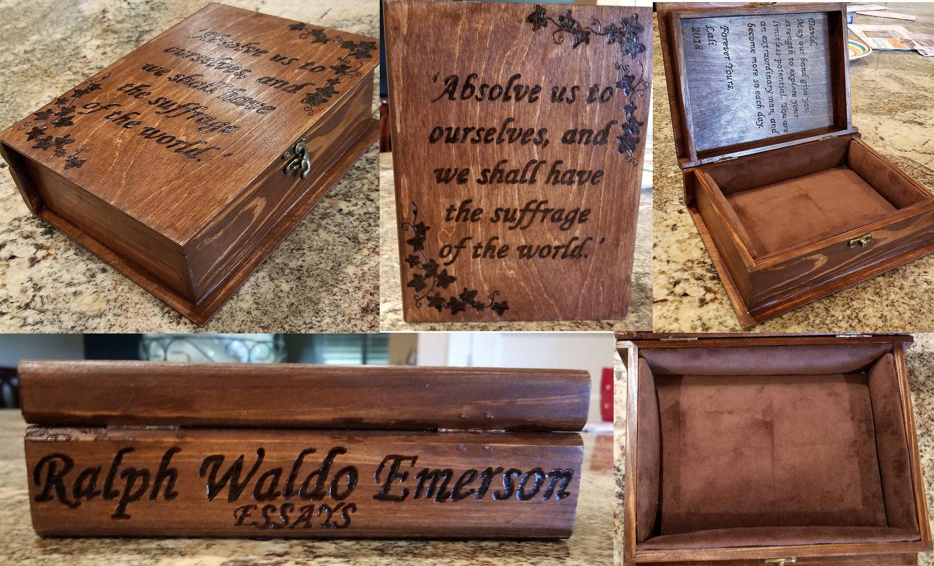 Custom Wood Burned Design Book Box - Etsy