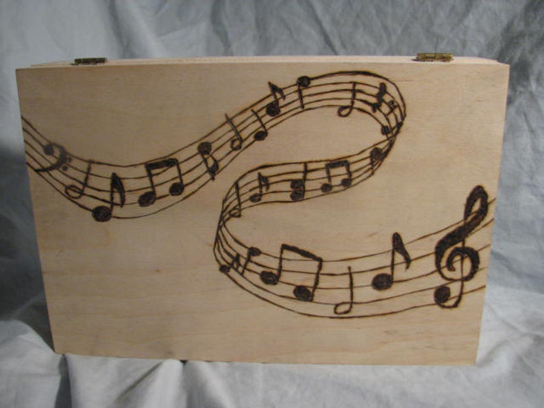 Wooden Musical Design Box Wood Burning - Etsy