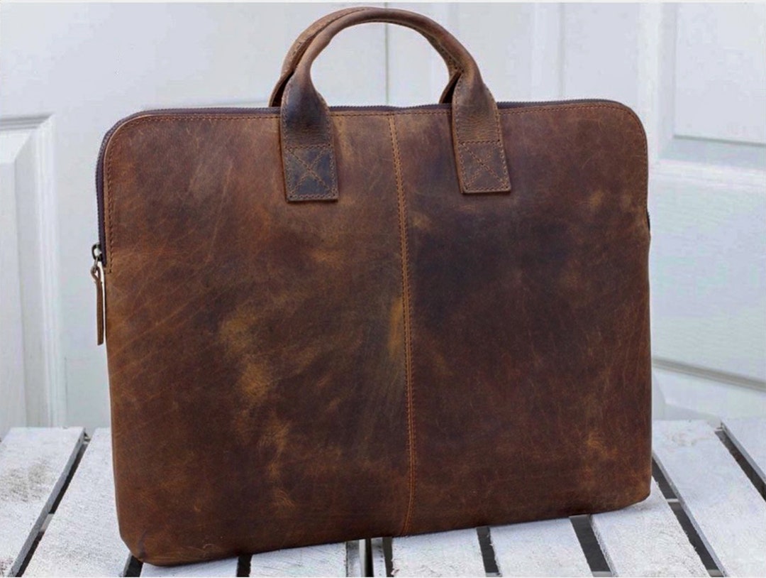 Full-grain Leather Laptop Bag Leather Laptop Case, Handmade Leather ...