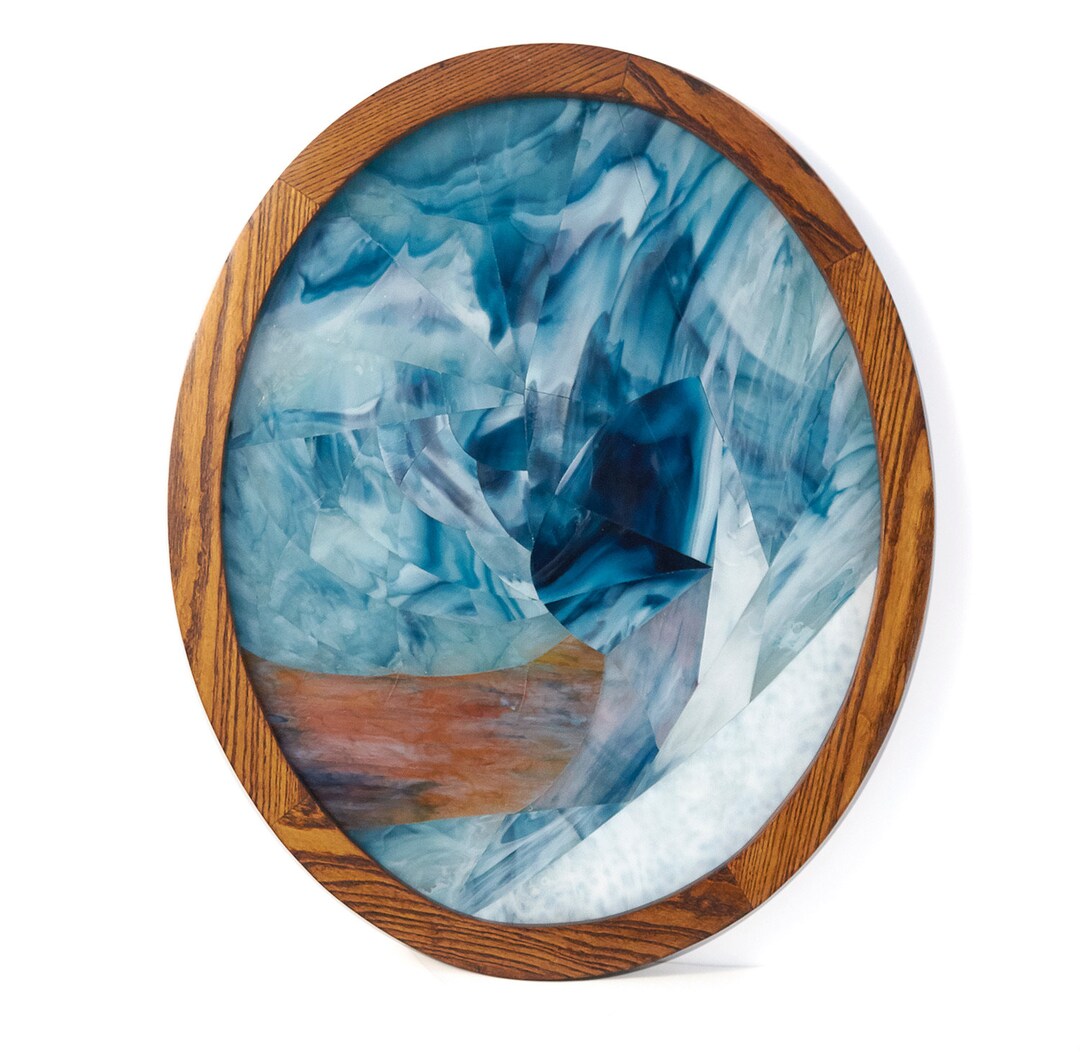 Stained Glass Abstract Ocean Wave Table Top - Etsy