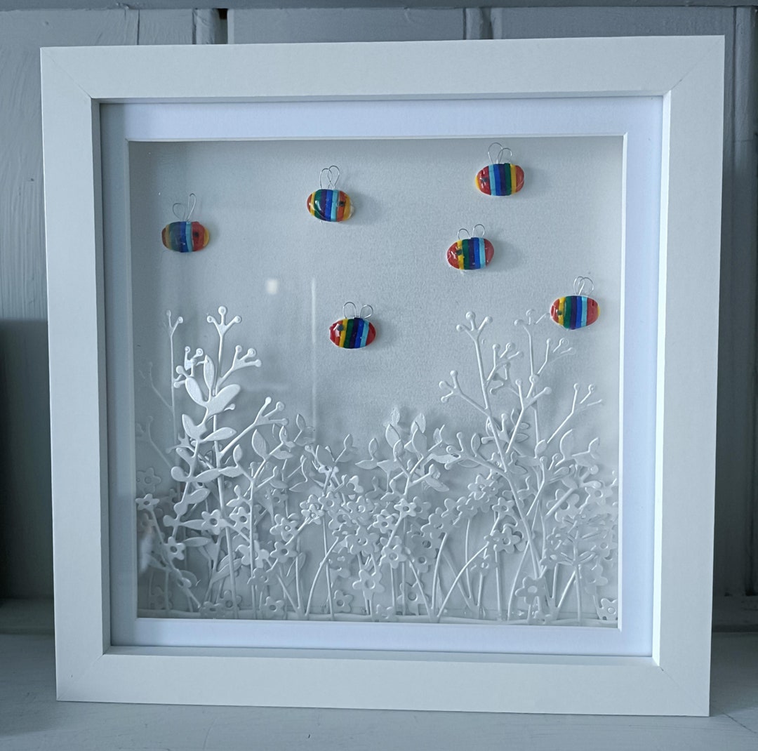 Rainbow Bees Mixed Media Paper Cut Wall Art / Wall Decor - Etsy