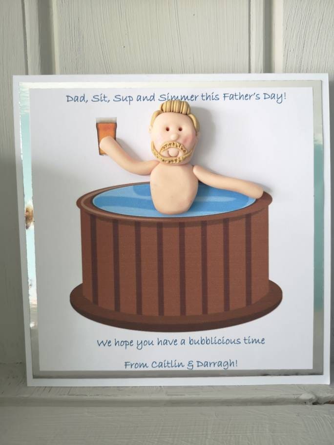 Hot Tub Personalised Card -birthday/father's Day /retirement by Hot ...
