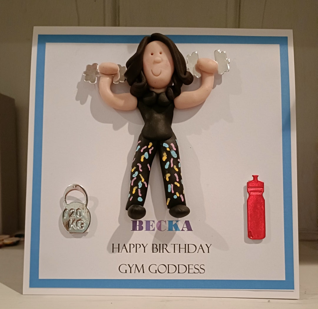 Personalized Polymer Clay Fitness Card, Gym Gift, Handmade - Etsy
