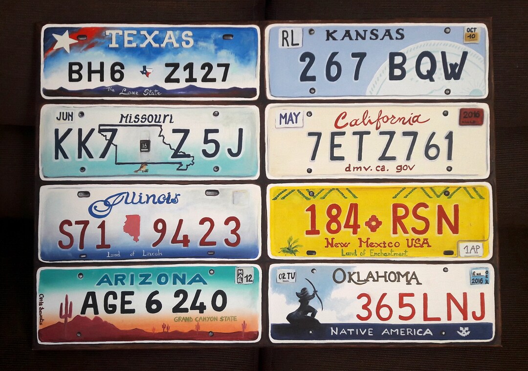 Oil Painting - American License Plates - Etsy