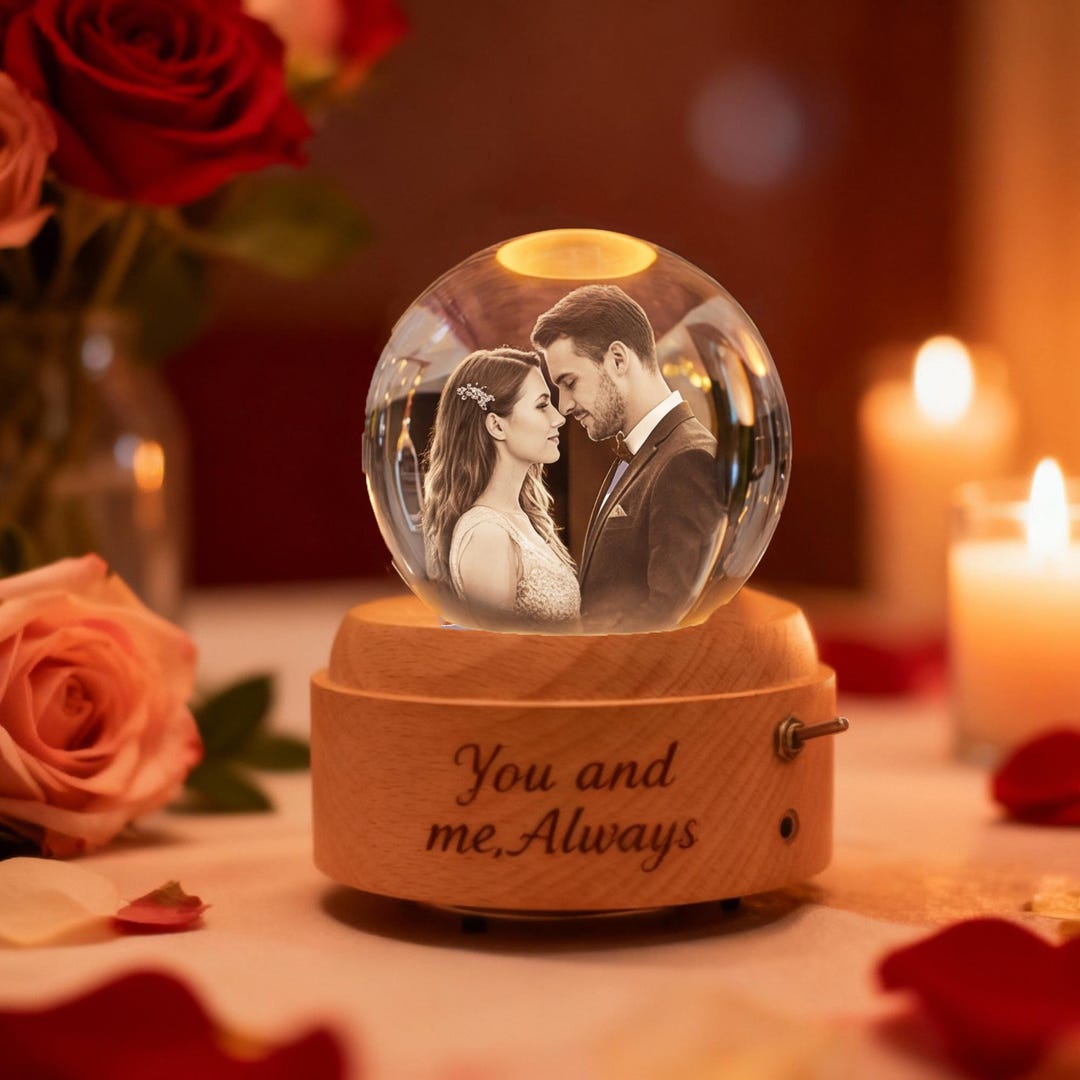 Valentine’s Crystal Music Box, Personalized Photo Crystal Ball,custom ...