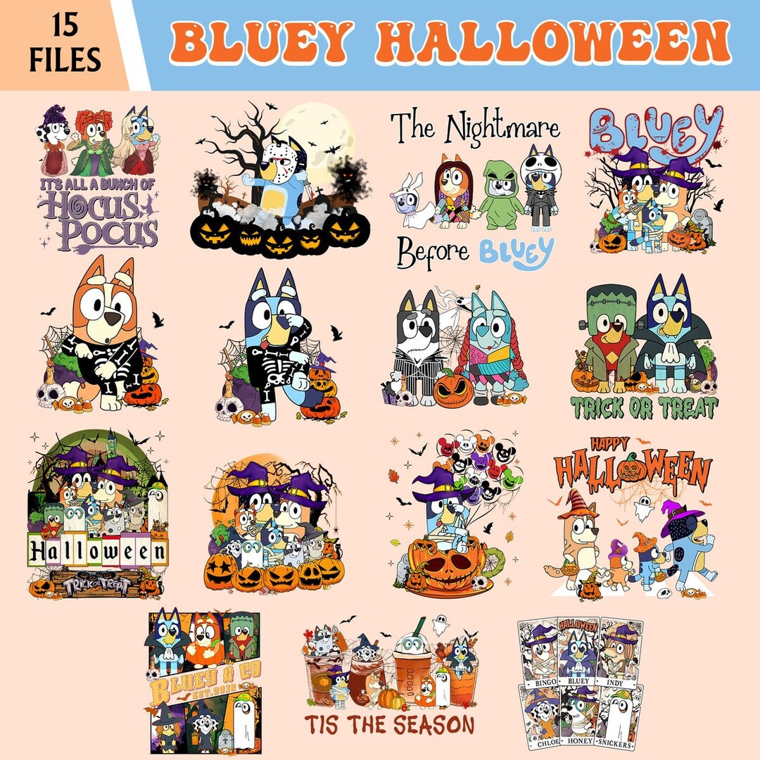 Bluey Halloween Bundle Png, Bluey Family Halloween Png, Bluey Horror ...