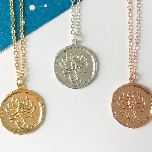 SCORPIO Vintage Medallion Necklace // Zodiac Star Sign Scorpio | Etsy