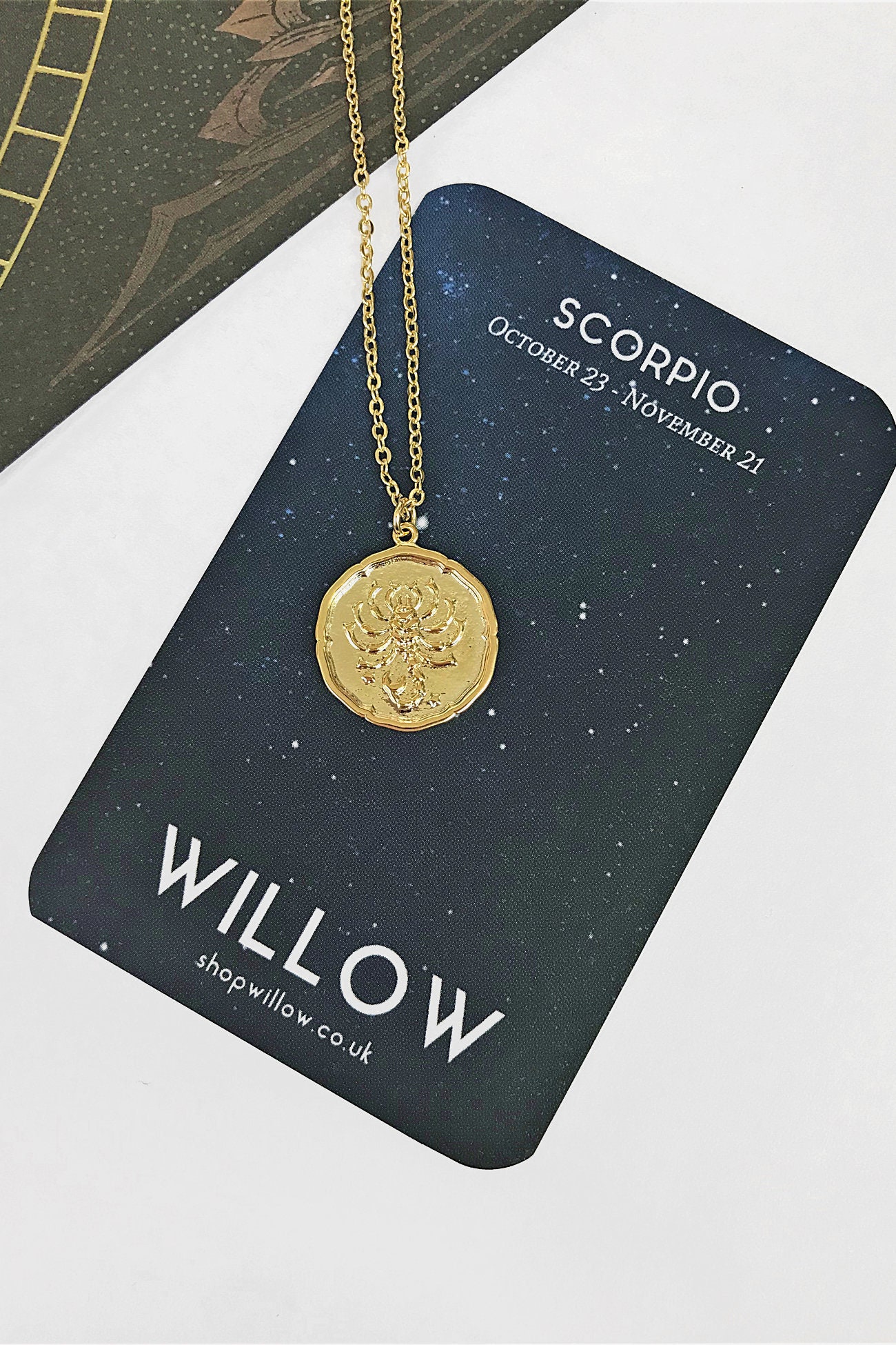 SCORPIO Vintage Medallion Necklace // Zodiac Star Sign Scorpio | Etsy