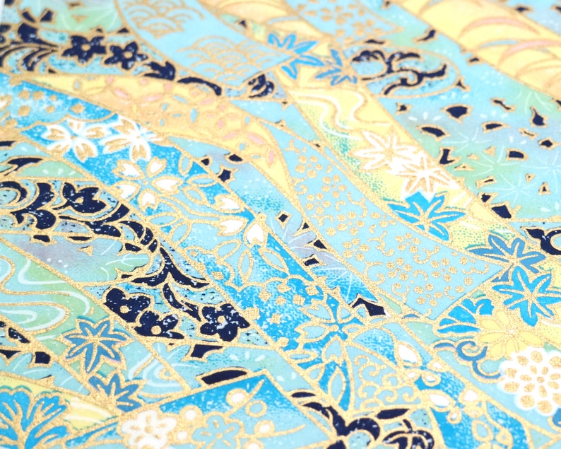 Japanese Yuzen Chiyogami Washi Paper Blue and Cream Ribbon - Etsy