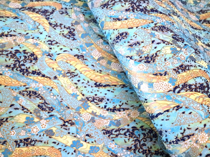 Japanese Yuzen Chiyogami Washi Paper Blue and Cream Ribbon - Etsy