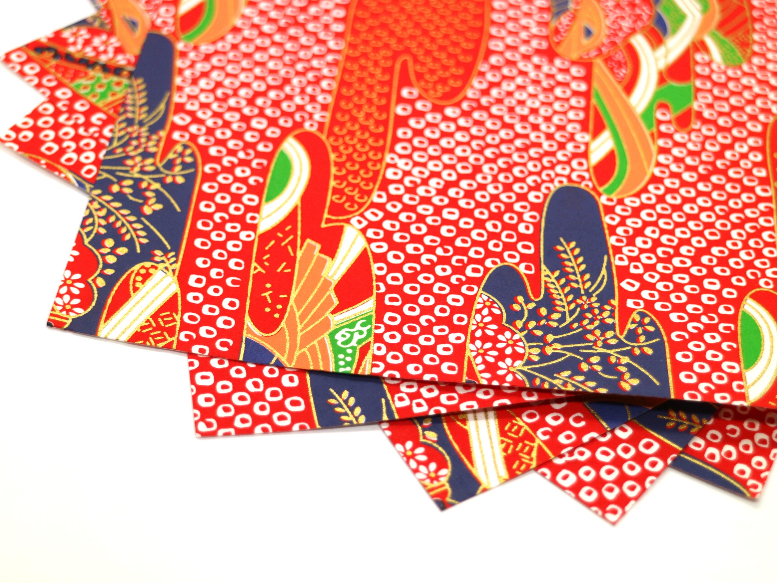 Japanese Yuzen Chiyogami Washi Paper 14x14cm Red Cloud Print - Etsy