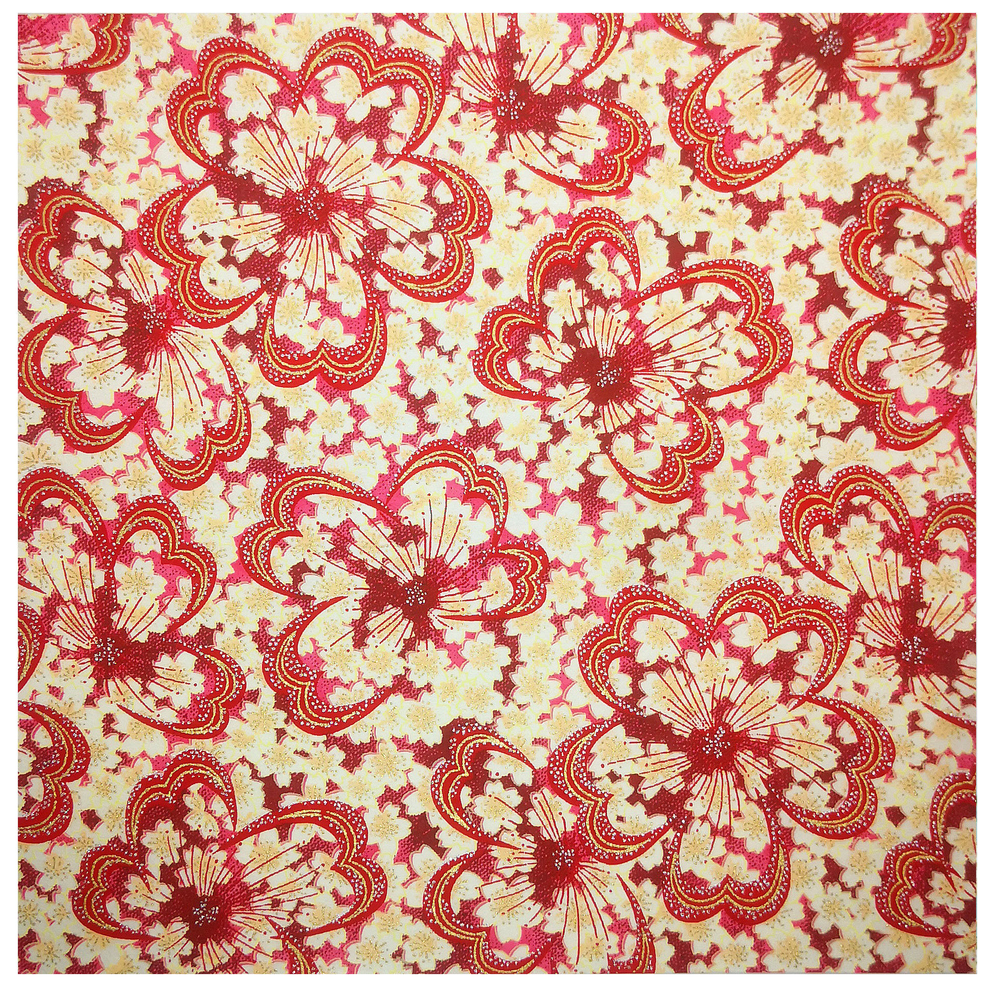 Japanese Yuzen Chiyogami Washi Paper Big red blossom origami | Etsy