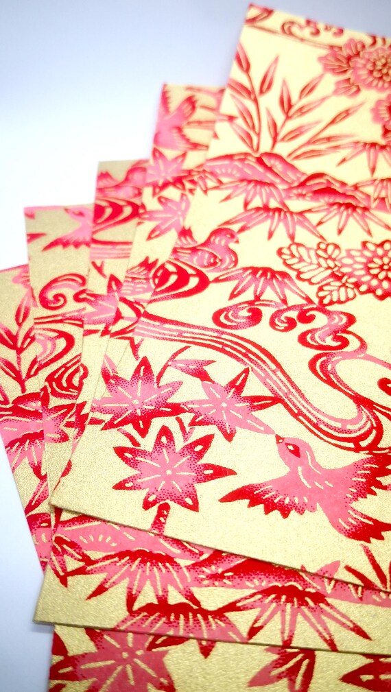 Origami Paper, Party & Kids Red Green #626 Origami Paper Yuzen Paper ...