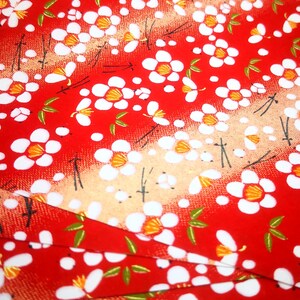 Japanese Yuzen Chiyogami Washi Paper - White Blossoms on Red Origami ...