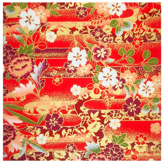 Japanese Yuzen Chiyogami Washi Paper White and Burgundy Flowers Print Origami Japanese Paper for Crafting and Scrap Booking Origami Paper Etsy UK