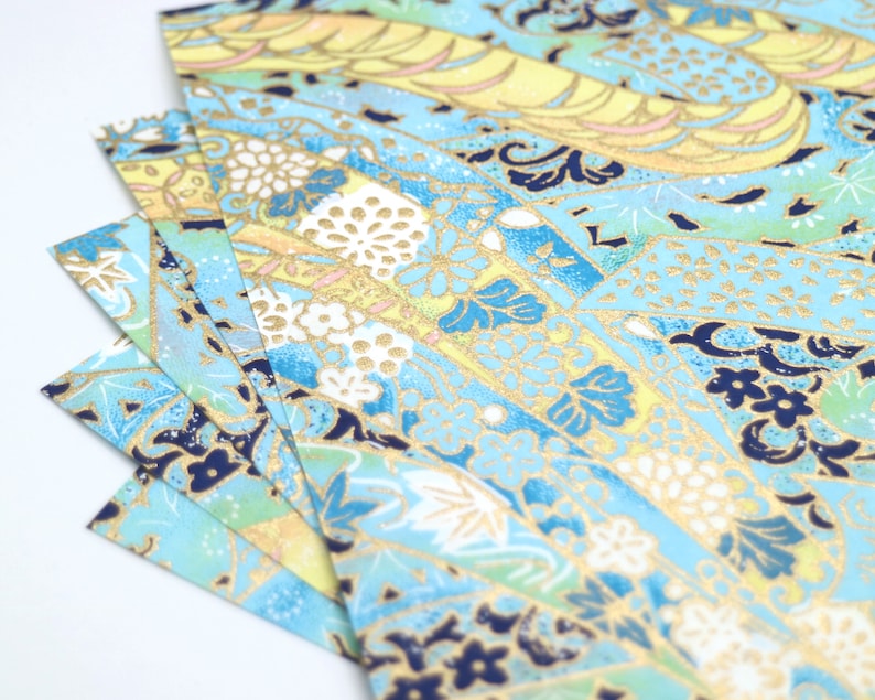 Japanese Yuzen Chiyogami Washi Paper Blue and Cream Ribbon - Etsy