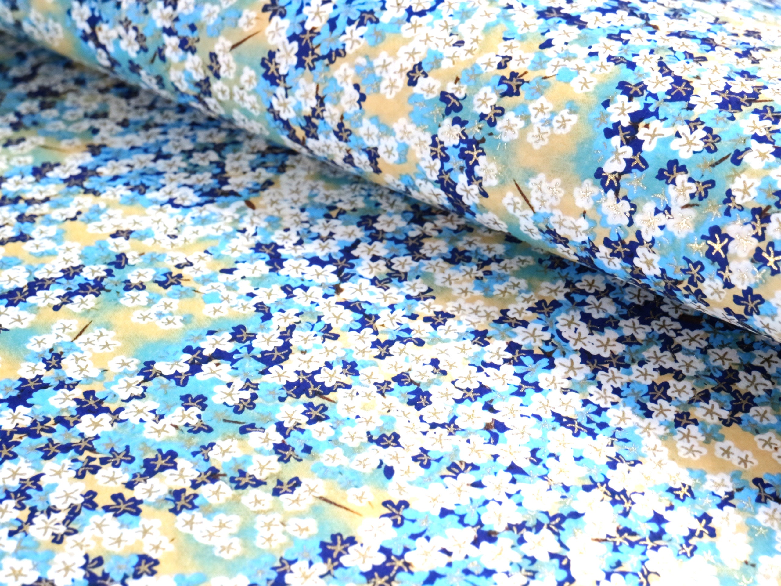 Japanese Yuzen Chiyogami Washi Paper Blue Cherry Blossom - Etsy